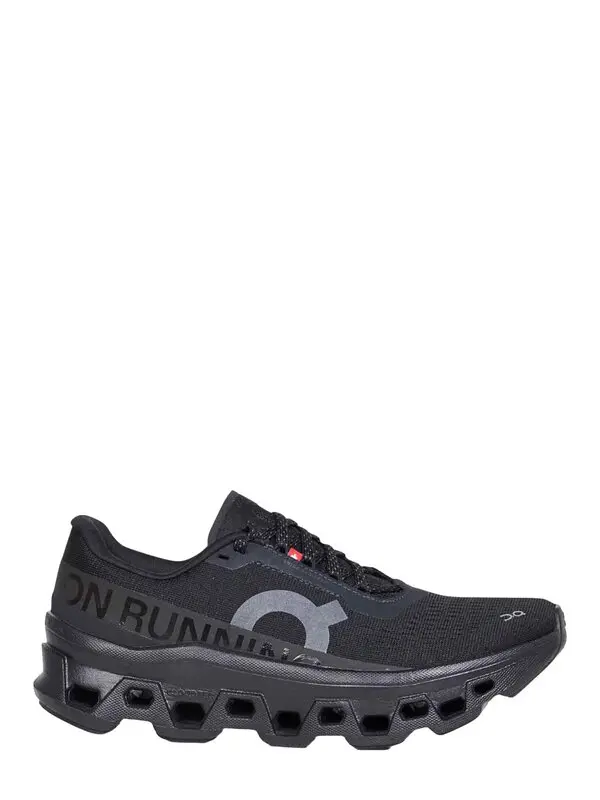 On Round Toe Lace-up Sneakers - Black