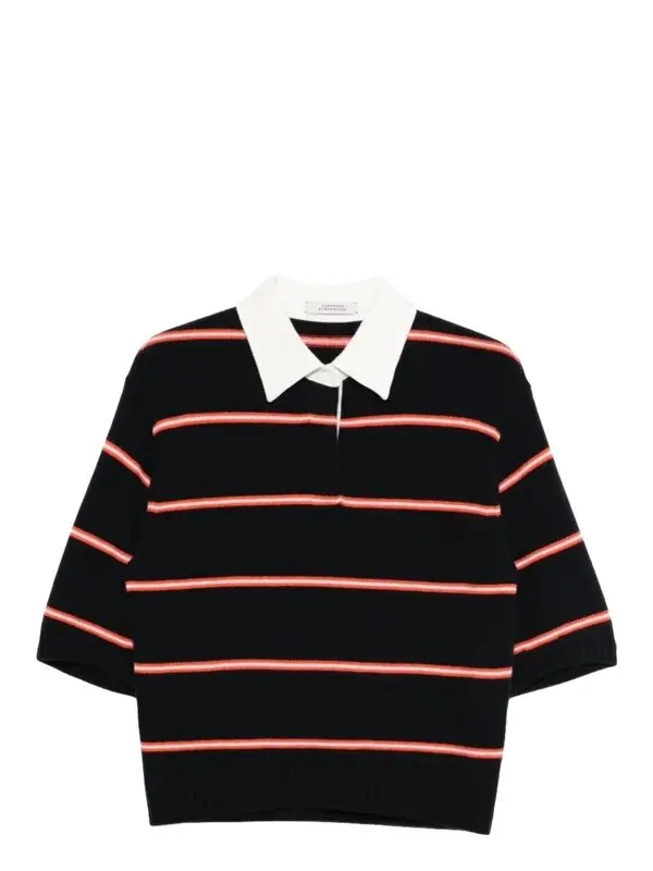Dorothee Schumacher Striped Polo Shirt With Classic Collar - Blue