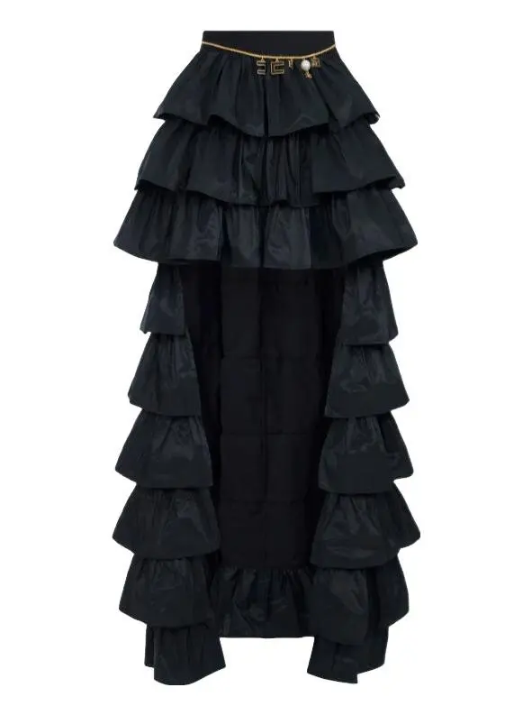 Elisabetta Franchi Ruffled Asymmetrical Skirt - Black