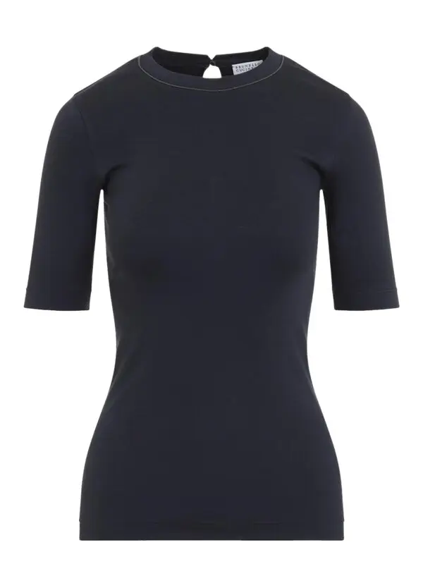 Brunello Cucinelli Monili Trim Short Sleeve T-shirt - Blue