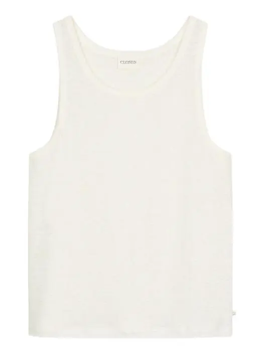 Closed Scoop Neck Tank Top - Ivory