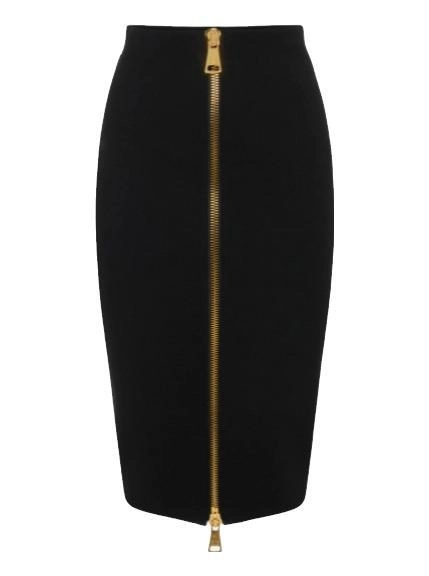 Elisabetta Franchi Falda De Punto Con Cremallera Dorada - Black