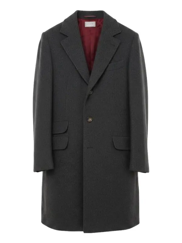 Brunello Cucinelli Cashmere Coat With Notched Lapel - Black