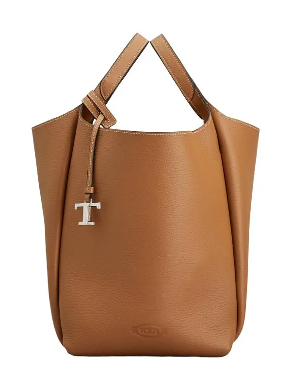 TOD'S Dual-handle Shoulder Bag With 't Timeless' Charm - Brown