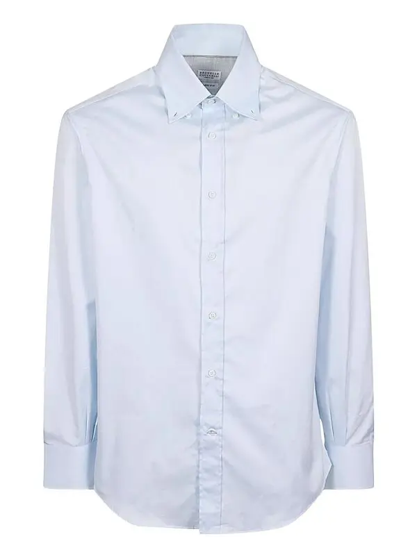 Brunello Cucinelli Long-sleeved Shirt - Sky-blue