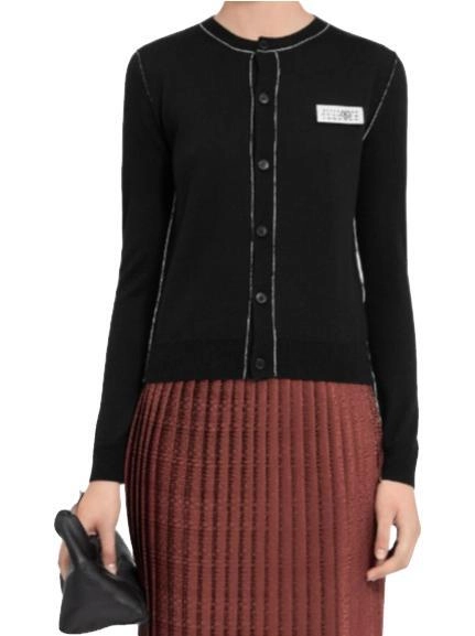 MAISON MARGIELA Button-front Wool Blend Knit Cardigan - Black