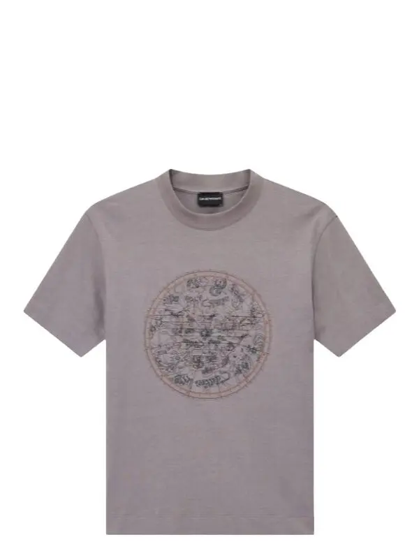 Emporio Armani Heavy Jersey T-shirt With Print And Eagle Hong Kong Capsule Collection - Grey