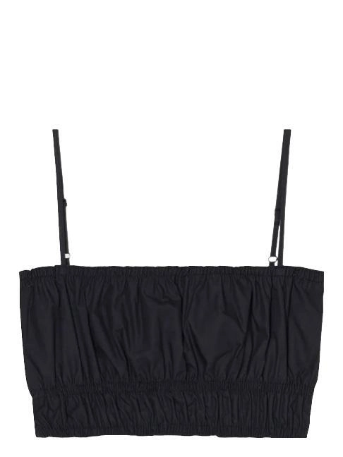 Closed Gathered Detail Crop Top - Black