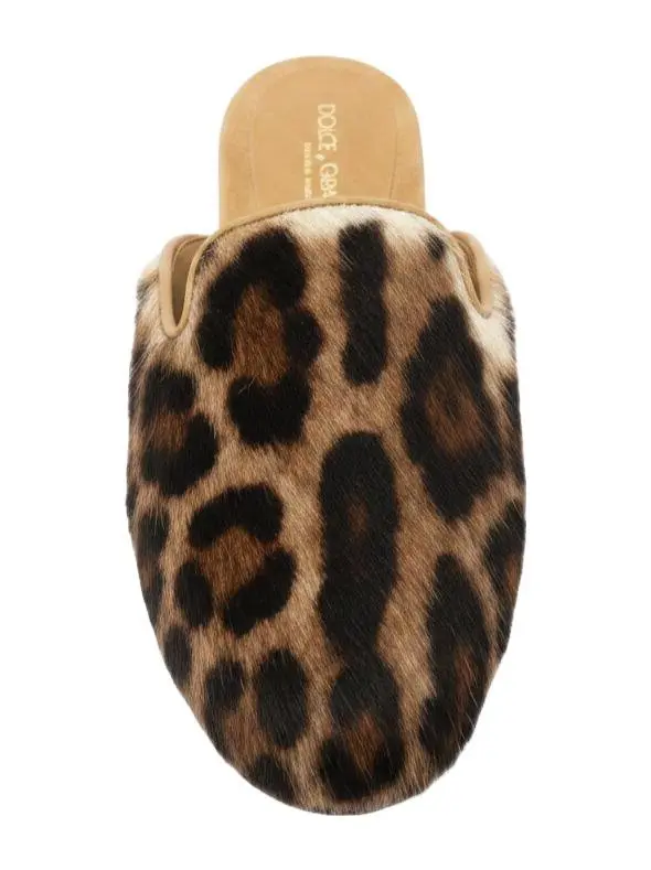 Dolce & Gabbana Leo Kid-leather Mules - Brown