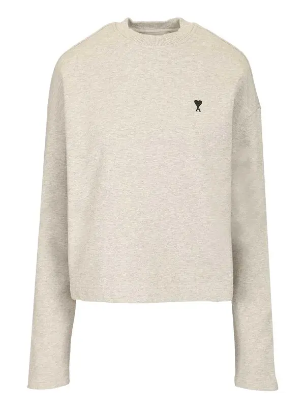 AMI Paris Embroidered Logo T-shirt - Grey