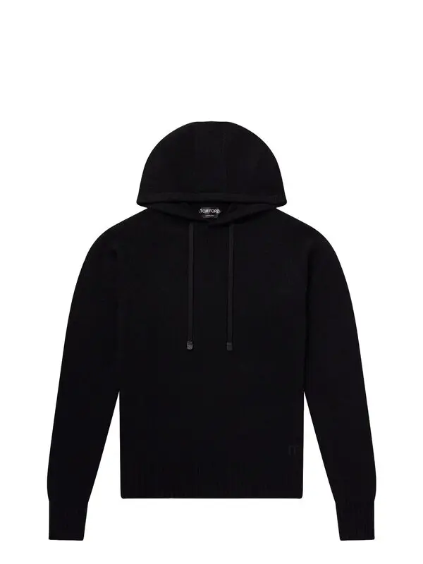 TOM FORD Logo-embroidered Cashmere Hoodie - Black
