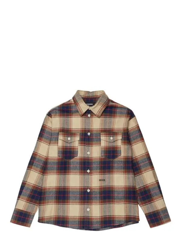 Dsquared2 Check Pattern Logo Plaque Shirt - Multicolor