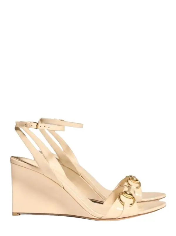 Gucci Donna Wedge Sandal With Horsebit Detail - Ivory