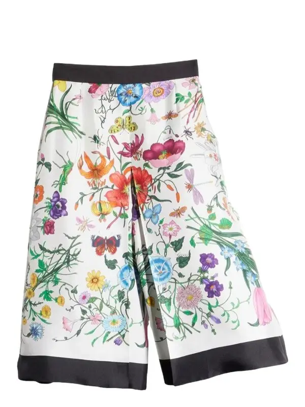 Gucci Allover Flora Print Silk Pants - Multi-color