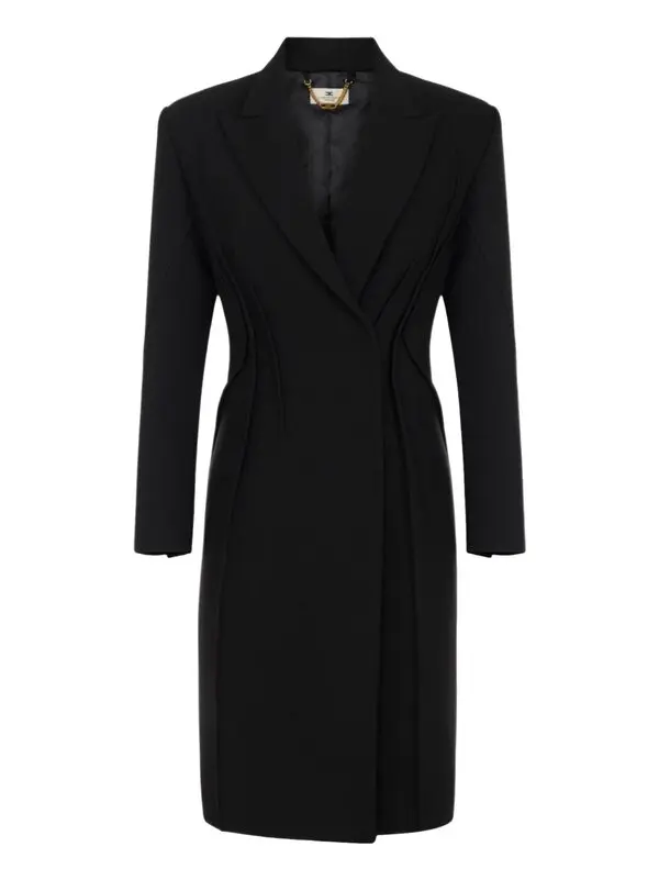 Elisabetta Franchi Double Layer Crêpe Coat - Black