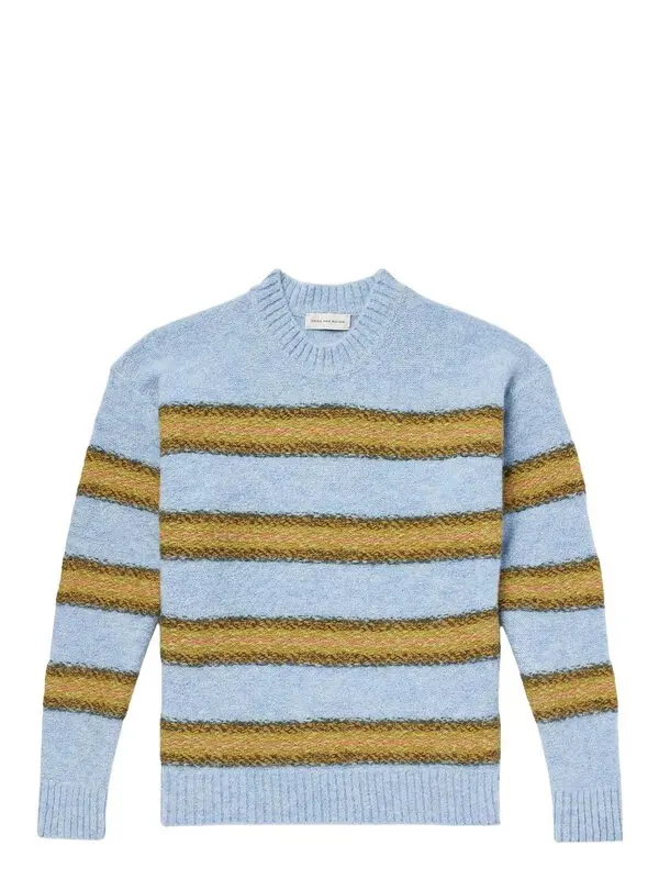 Dries Van Noten Master Striped Alpaca-blend Sweater - Blue