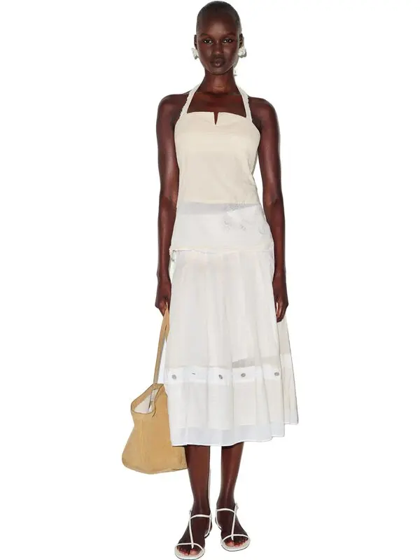 REFORMATION Vintage Cop Copine Halter Top And Godet Midi Skirt Set - Ivory
