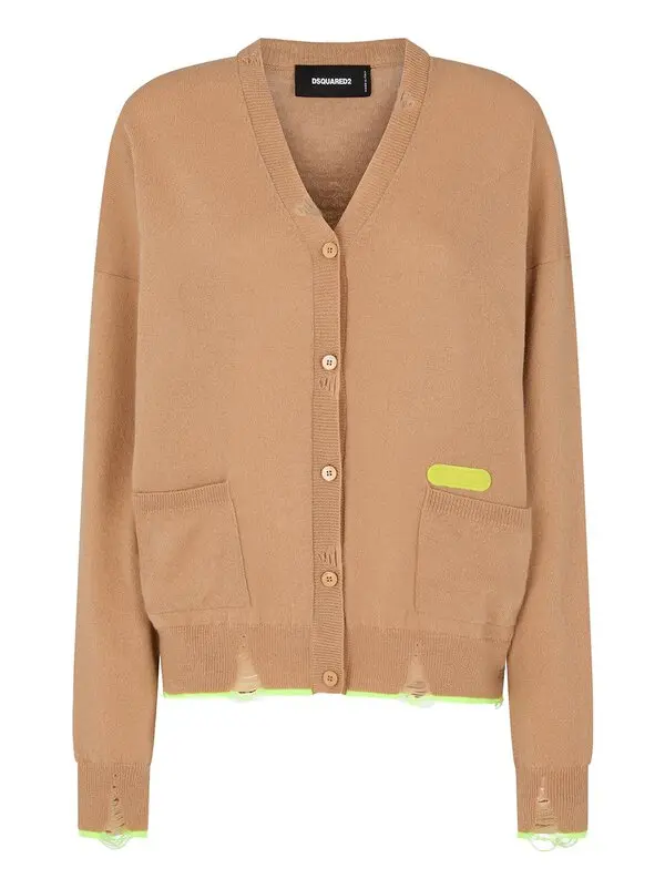 Dsquared2 Fluo Trim V-neck Cardigan Knit - Black