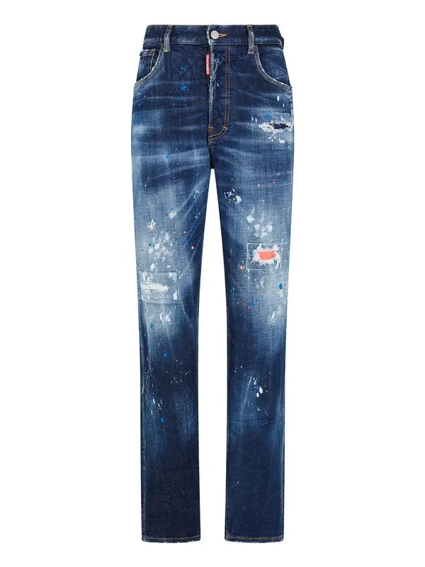 Dsquared2 Dark Neon Splash Wash 642 Jeans - Blue