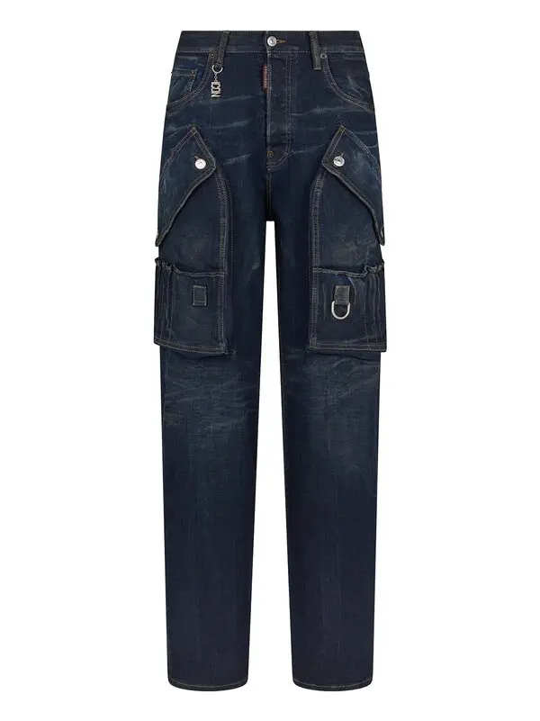 Dsquared2 Black Dusty Wash Eros Cargo Jeans - Blue