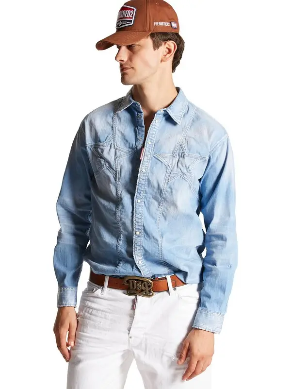 Dsquared2 Twin Stars Denim Shirt - Blue