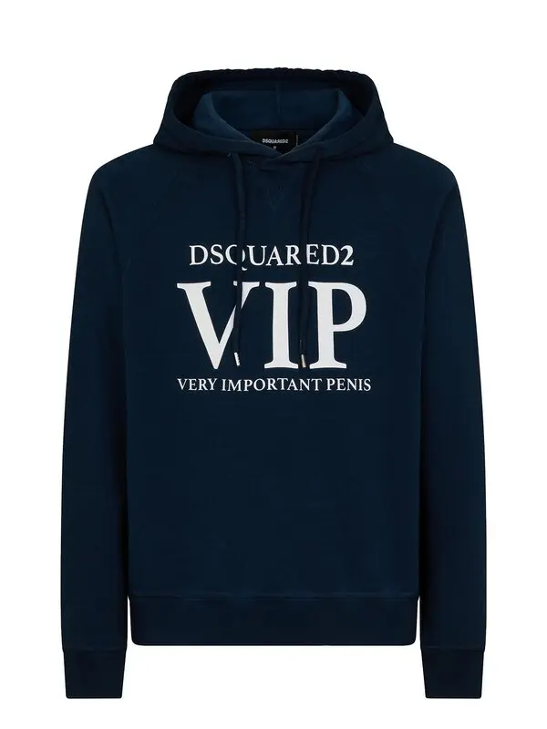 Dsquared2 Cotton Fleece Raglan Fit Hoodie - Blue