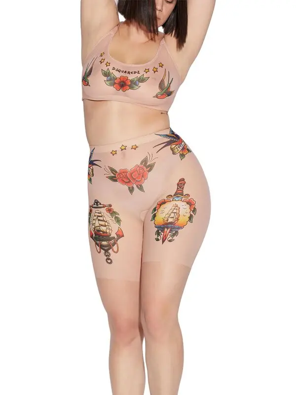 Dsquared2 Honey Tattoo Cycling Shorts - Beige