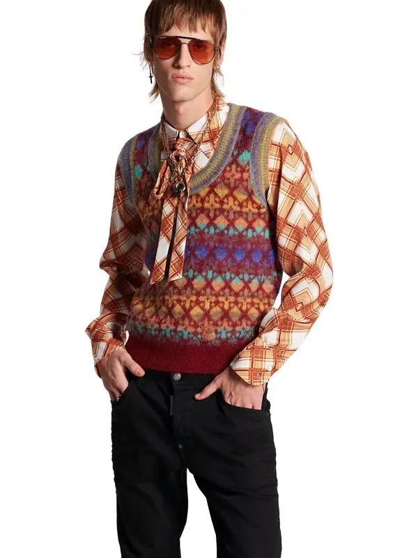 Dsquared2 Jacquard Knit Vest - Grey