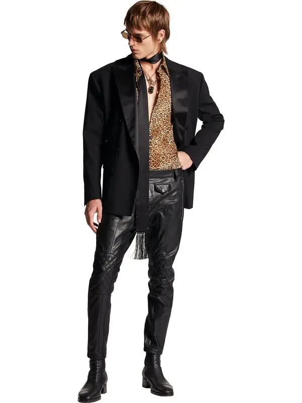 Dsquared2 Leather Biker Pants - Black