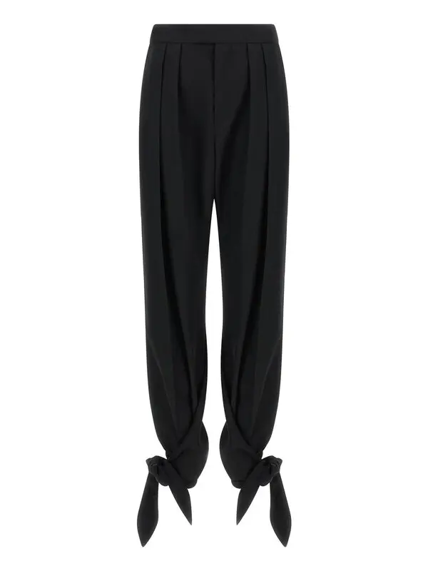 Chloé Wool Trousers With Knot Detailing - Black