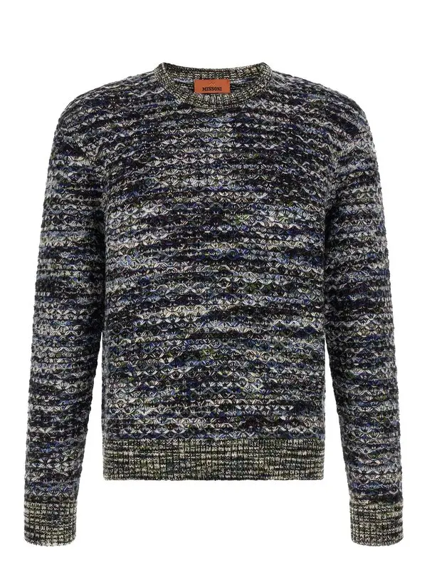 Missoni 3d Knitted Flamed Pattern Wool Blend Sweater - Multicolor