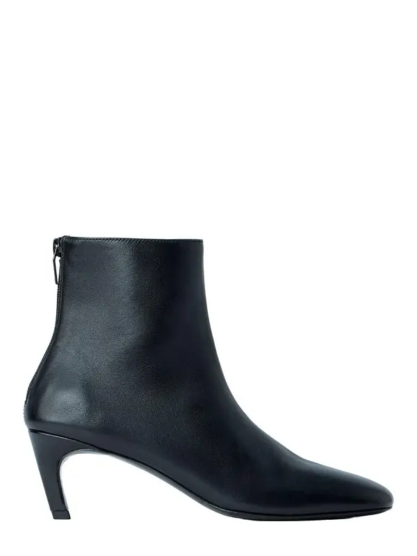 TOTEME Soft Nappa Leather Ankle Boots With Sculpted Heel - Black