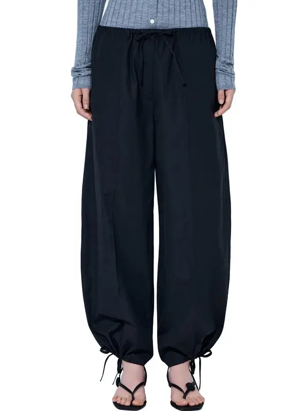 TOTEME Drawstring Cotton Trousers - Black