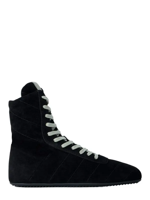 Rick Owens Quilted Suede High-top Sneakers - Black