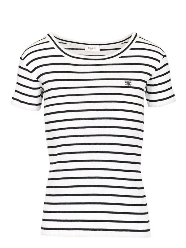 Celine Striped Silk And Cotton Blend T-shirt - Multicolor