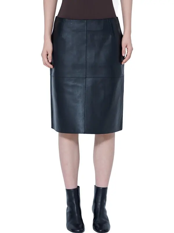 TOTEME Panelled Leather Pencil Skirt - Black