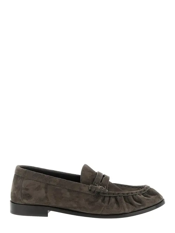 Saint Laurent Le Loafer' Suede Moc Toe Loafers - Brown