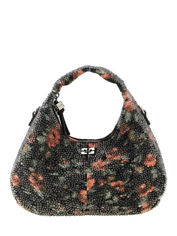 GANNI Mini Hobo Flowers Beaded Handbag - Multicolor