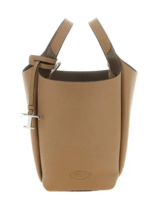 TOD'S T Timeless Mini Bucket Bag In Calf Leather - Brown