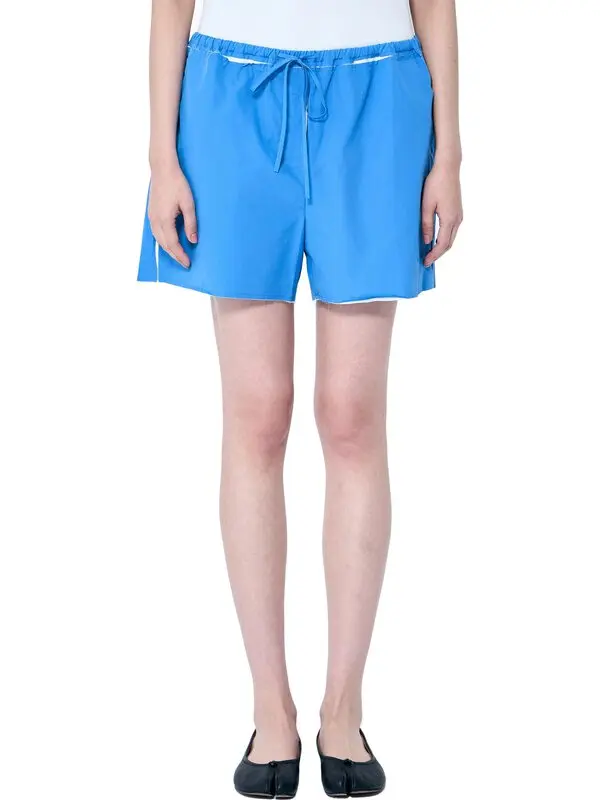 Miu Miu Poplin Boxer Shorts With Raw Trim - Blue