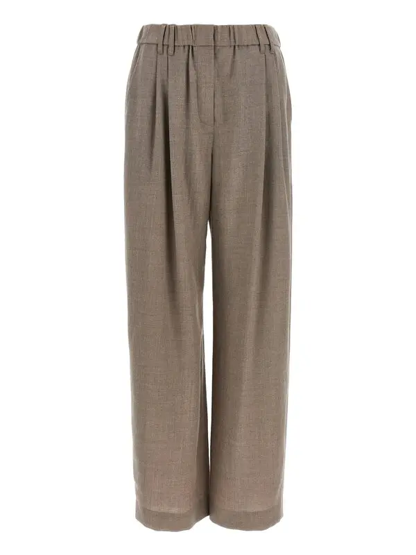 Brunello Cucinelli Light Virgin Wool Pleated Wide-leg Trousers - White