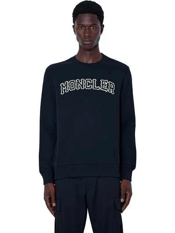 Moncler Cotton Logo Motif Crewneck Sweatshirt - Black