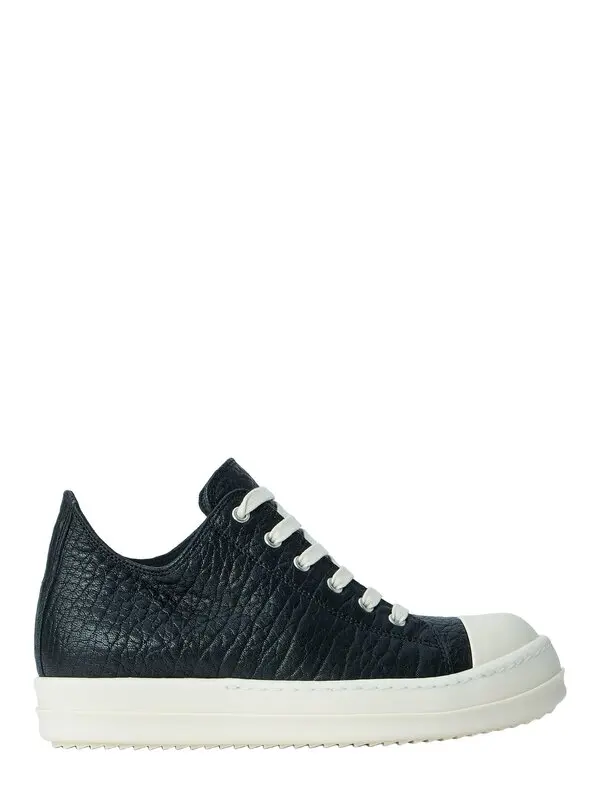 Rick Owens Textured Leather Low-top Sneakers - Black