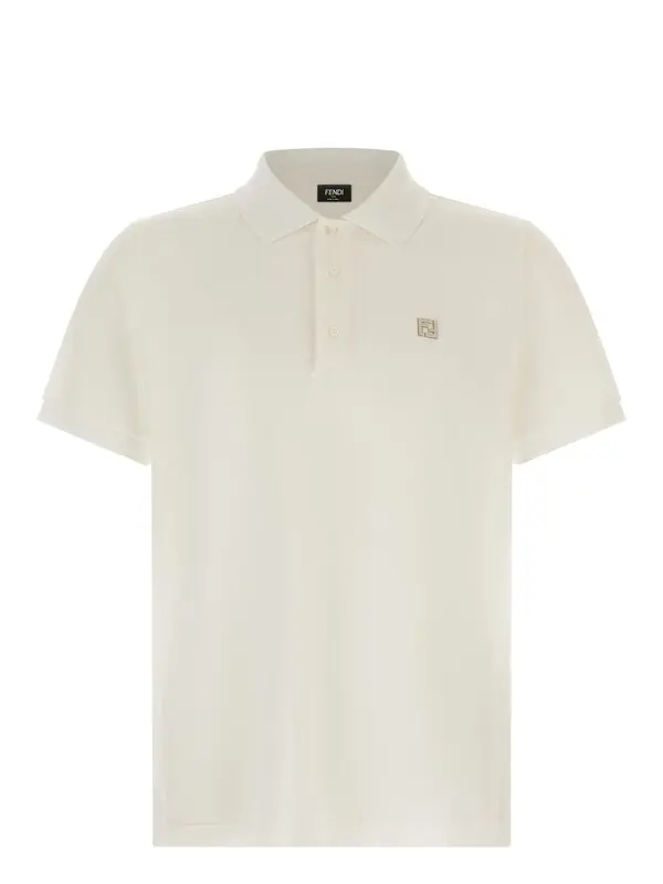 Fendi Ff Metallic Logo Polo Shirt - White
