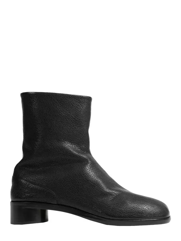 MAISON MARGIELA Grained Leather Tabi Ankle Boots - Black