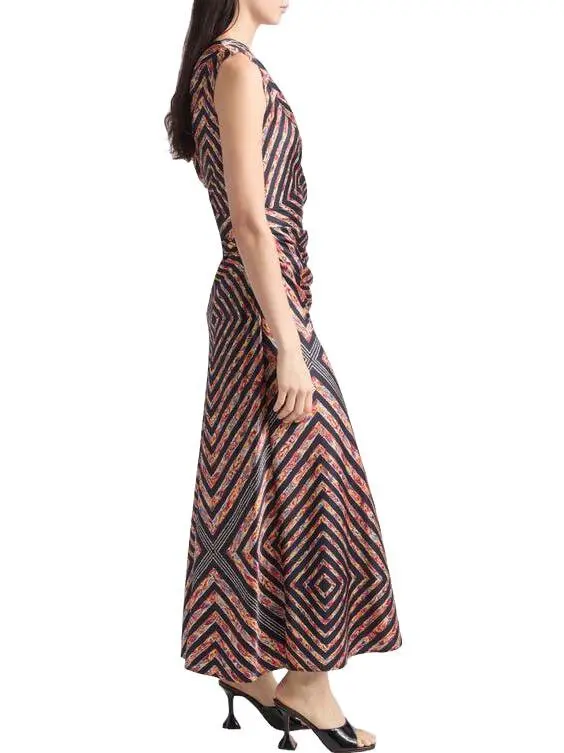 Staud Phara One-shoulder Geometric Print Stretch Silk Dress - Studio