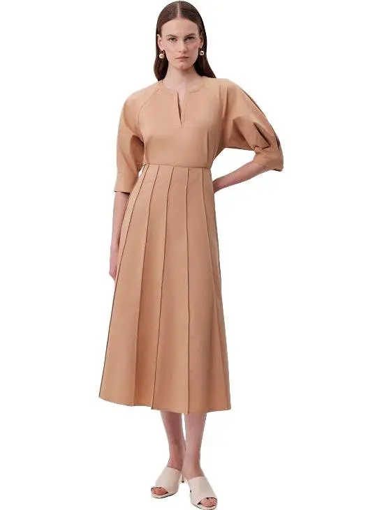 EXQUISE Karlie Flared Midi Skirt - Camel