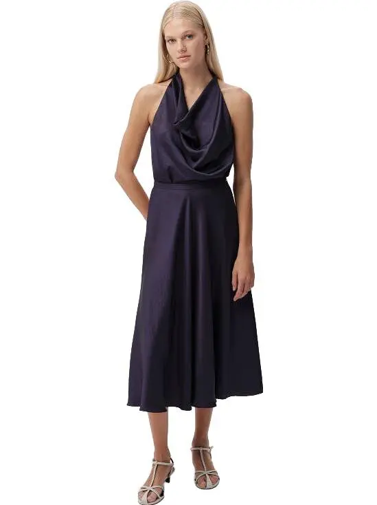 EXQUISE Calais Skater Midi Skirt - Navy