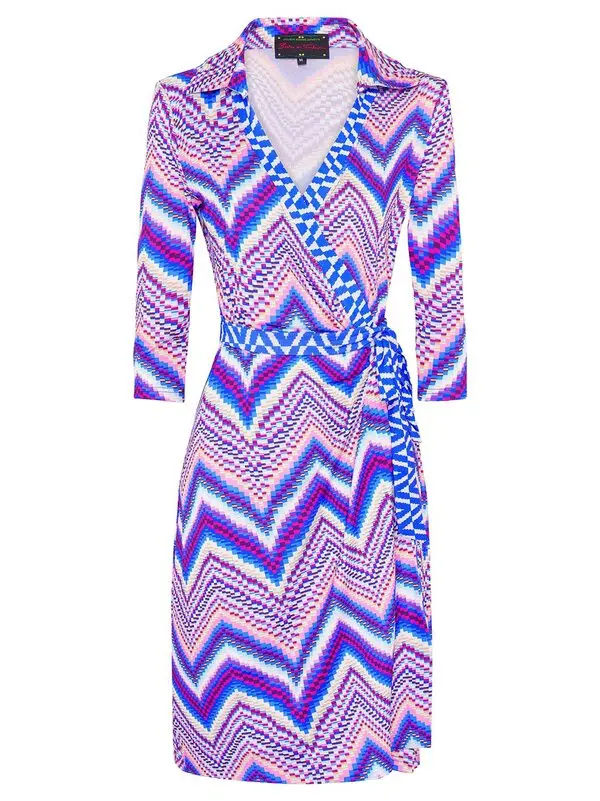 BEATRICE VON TRESCKOW Geometric Zigzag Print Wrap Dress - Purple
