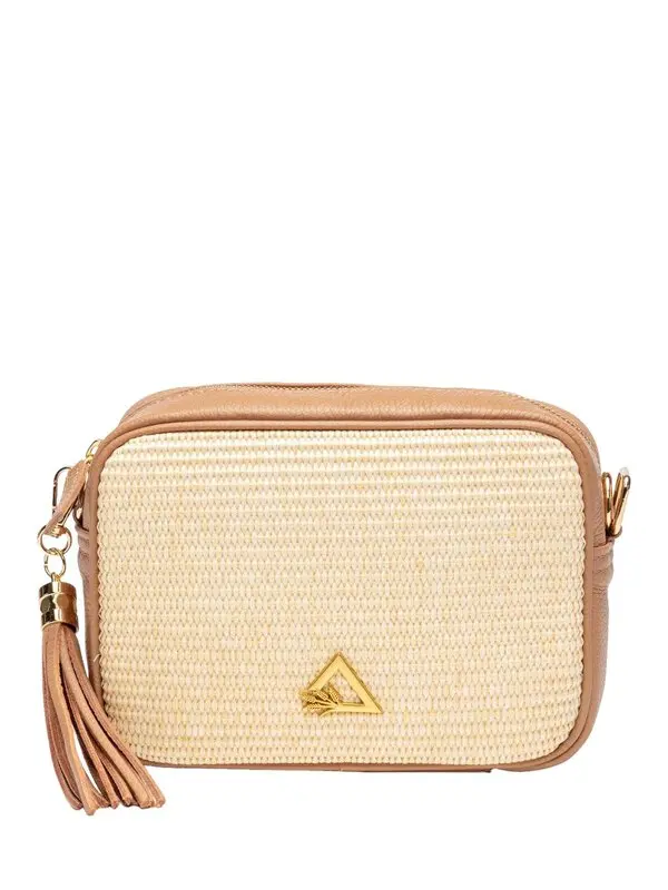 HAY LIFE Elie Beaumont Camera Bag With Straw And Recycled Leather - Brown